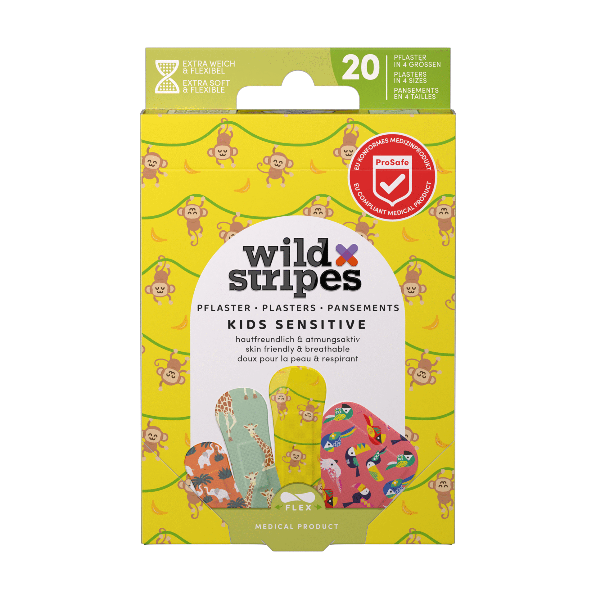 Plasters Kids Sensitive Jungle 4 Sizes Wild Stripes | Wells