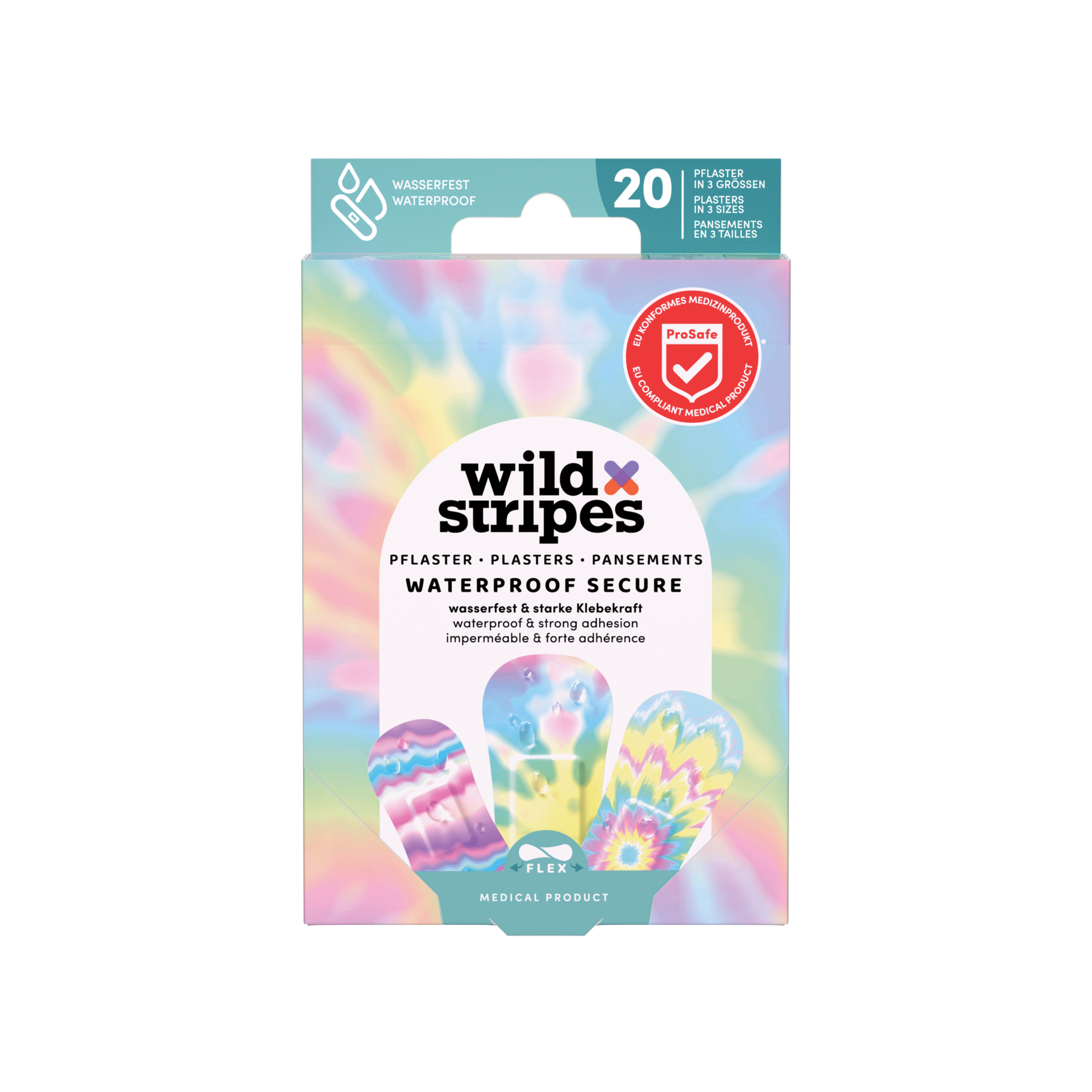 Plasters Waterproof Secure 3 Sizes Wild Stripes | Wells