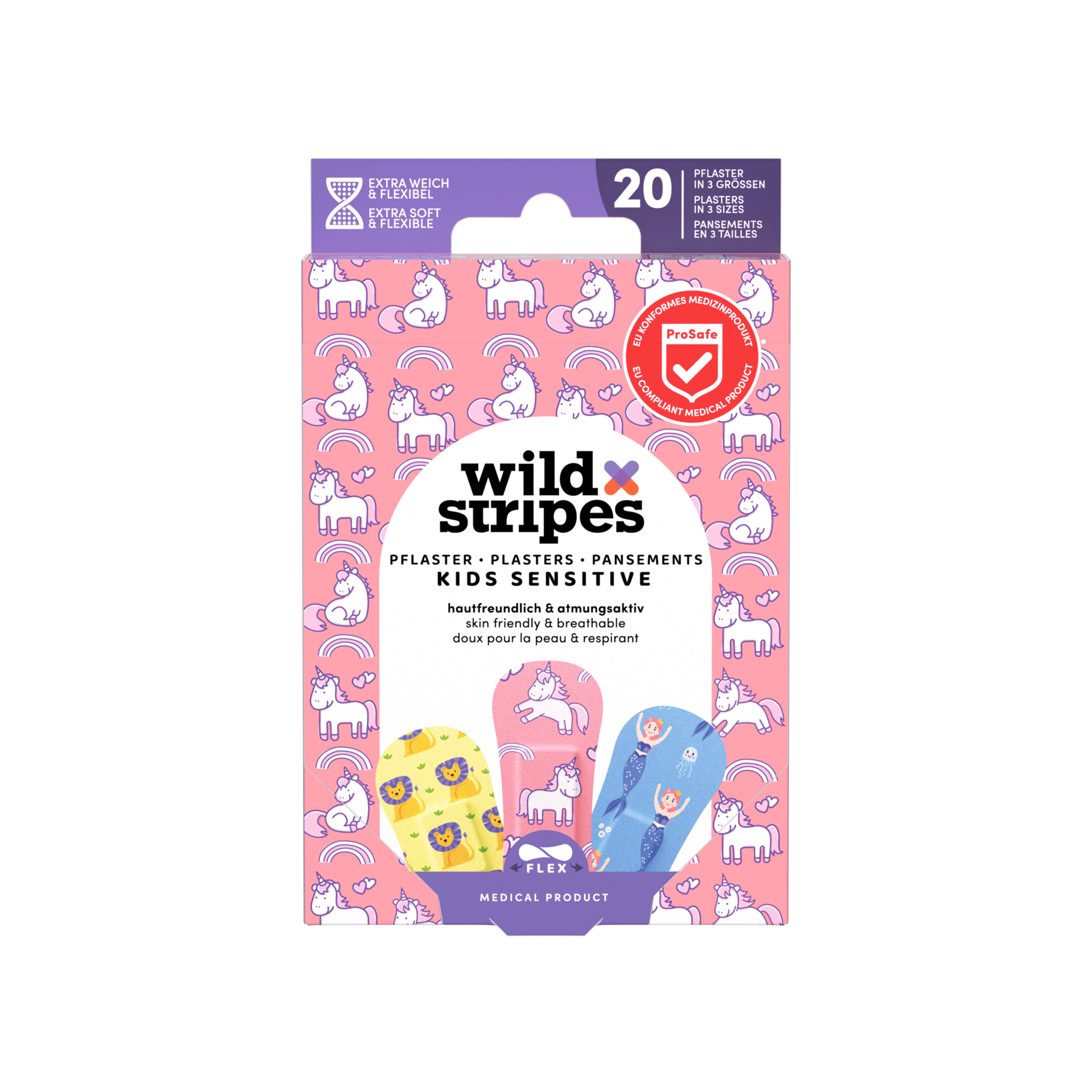 Plasters Kids Sensitive Fantasy 3 Sizes Wild Stripes | Wells