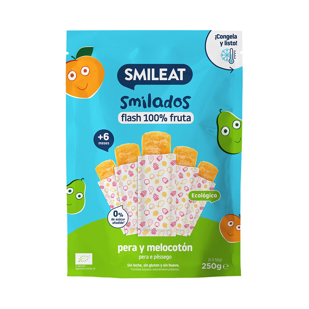 Smilados Bio Pera e Pêssego Ecológico +6M Smileat | Wells