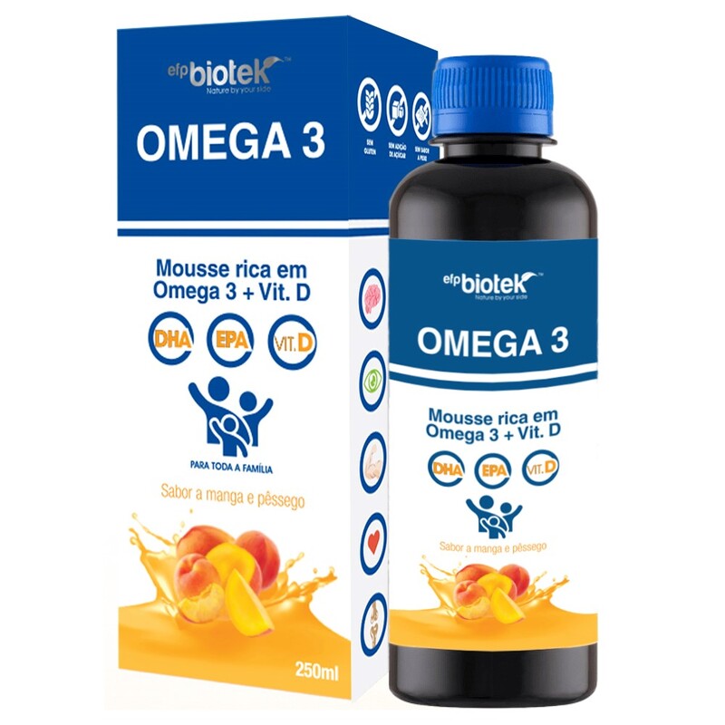 Mousse Ómega 3 Sabor Manga e Pêssego EFPBiotek | Wells