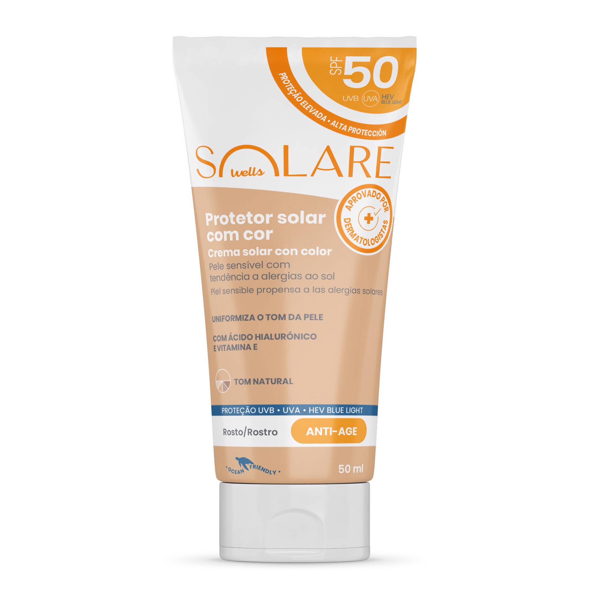 Protetor Solar de Rosto CC Cream Anti-Age Solare Wells | Wells