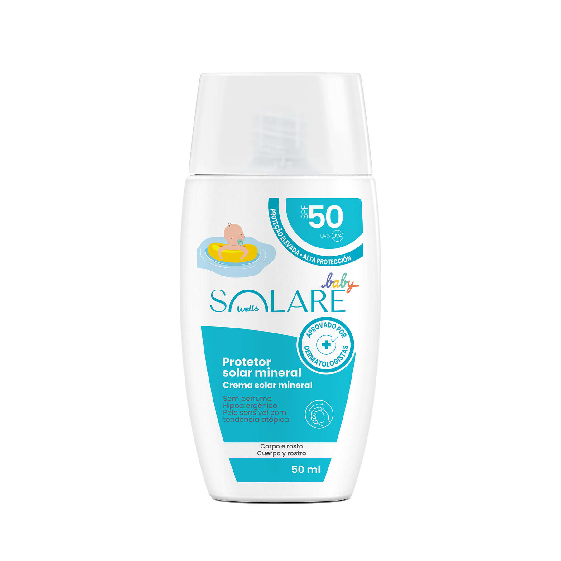 Protetor Solar Mineral Corpo Rosto Baby SPF50 Solare Wells | Wells